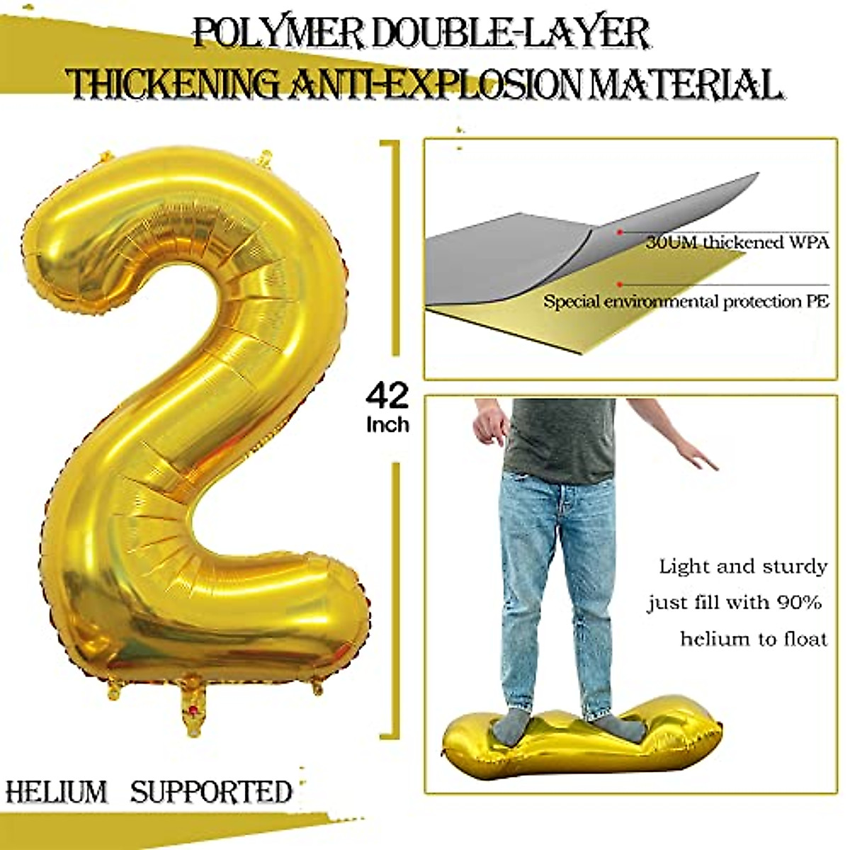 GOER 42 Inch 2023 Gold Foil Number Balloons for 2023 New Year Eve Festival Party Supplies Graduation Decorations