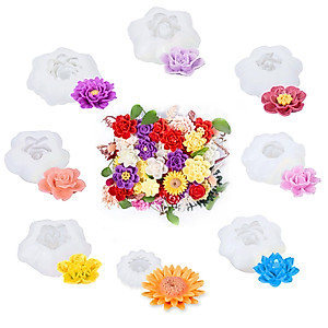 HOMYCOCO Flower Silicone Mold, 8PCS Candle Molds for Candle Making,3D Resin Mold Wax Candle Soap Silicone Mold