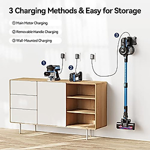 INSE Cordless Vacuum Cleaner, 6-in-1 Powerful Stick Vacuum, Rechargeable Vacuum Cleaner with 2200mAh Battery Up to 45 Mins Runtime, Lightweight Handheld Vacuum for Home Hard Floor Carpet Pet Hair-N6S