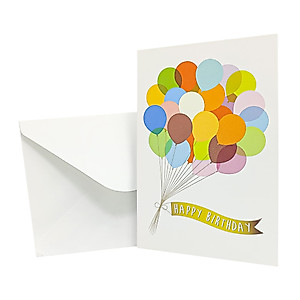 ProGibbs Happy Birthday Day Card - White Card with Balloons
