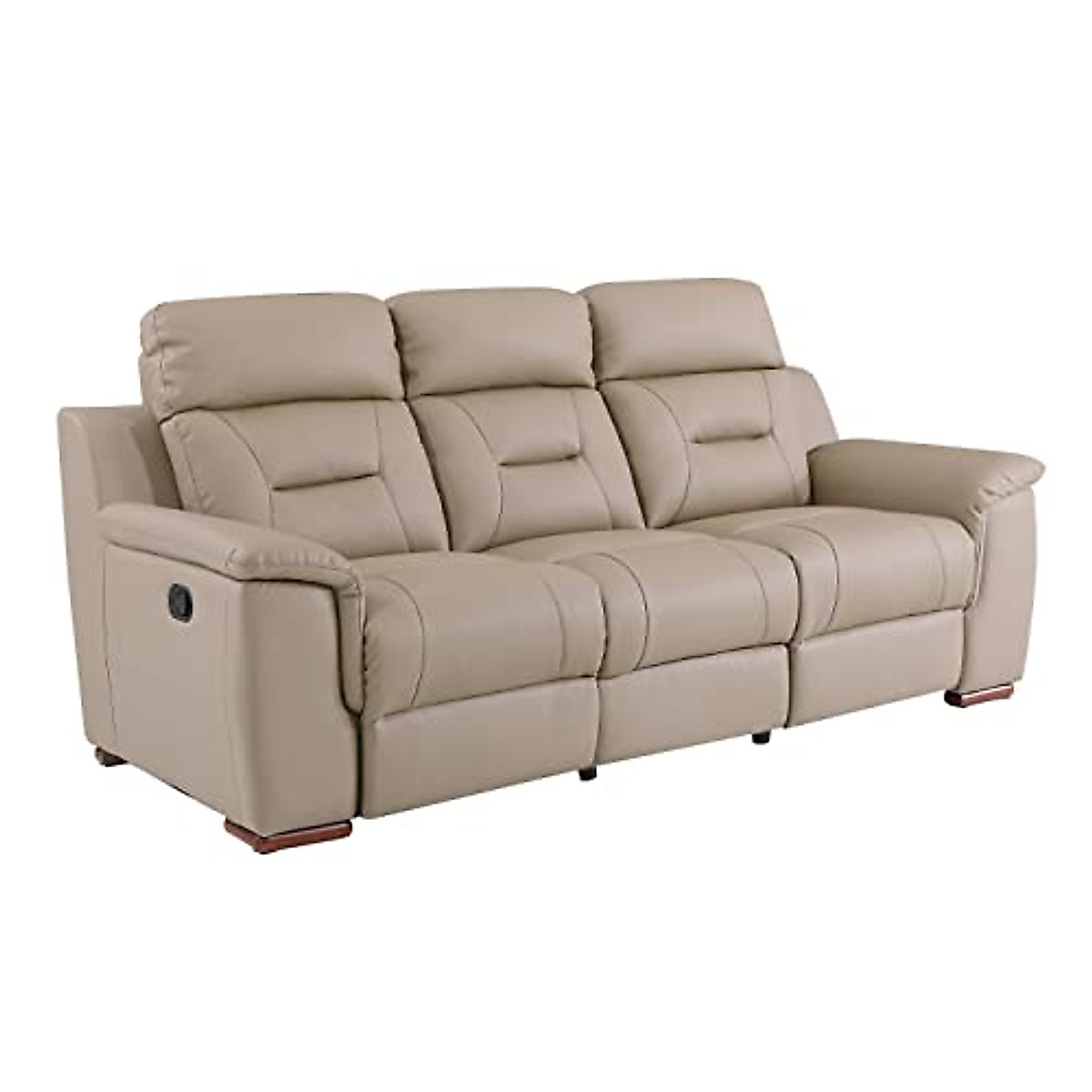 Blackjack Furniture Walker Leather Match Upholstered Reclining Living Room Sofa, Beige