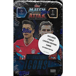 Match Attax 2020 2021 Topps UEFA Champions League Soccer Trading Card Game Sealed MEGA Collector's Tins with Bonus Gold Cards and Exclusive Inserts (4 Tin Lot Including one of Each Different Type)