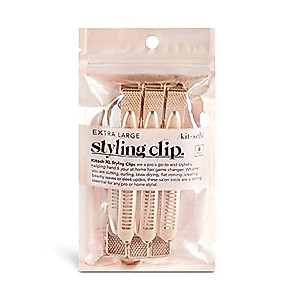 Kitsch XL Alligator Hair Clips for Styling & Sectioning - Alluminum Duck Billed Hair Clips for Long Hair | Hair Styling Clips | Roller Clips for Short Hair | 6 pc (Gold)