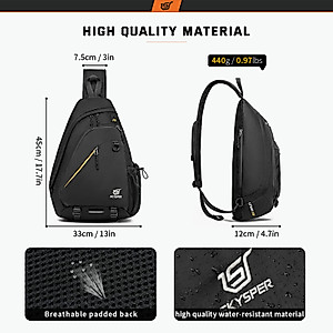 SKYSPER Sling Laptop Bag (Up to 13 Inch) - 18L Crossbody Sling Backpack Travel Shoulder Bag Hiking Daypack for Men Women(Black)