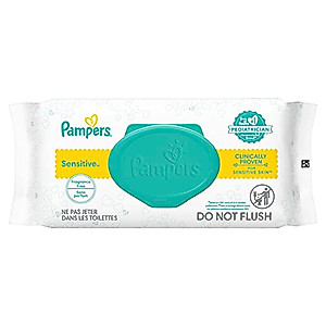 Baby Wipes, Pampers Sensitive Water Based Baby Diaper Wipes, Hypoallergenic and Unscented, 1X Pop-Top Pack, 56 Total Wipes (Packaging May Vary)