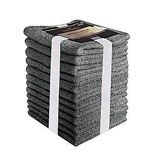 TALVANIA Grey Washcloths Cotton - 13” X 13” 100% Pure Ring Spun Cotton Towels 600 GSM Soft and Absorbent, Pack of 12 Face Cloths Wash Towel (Gray)