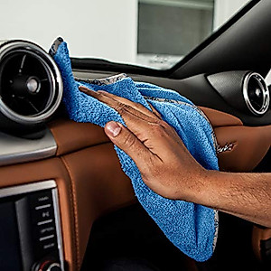 MW Pro Microfiber Car Towels (16"x 16") | 400 GSM | 80/20 Blend | Tagless | Soft Satin Piped Edges | All-Purpose Auto Detailing - Wax, Buff, Polish, Wash, Dry | 6 Pack (Blue)