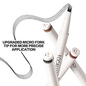 FOCALLURE FLUFFMAX TINTED Liquid Eyebrow Pen, Eyebrow Microblading Pen with a Micro-Fork Tip Applicator, Long-Lasting, Smudge-Proof, Creates Natural Looking Brows, DEEP BROWN