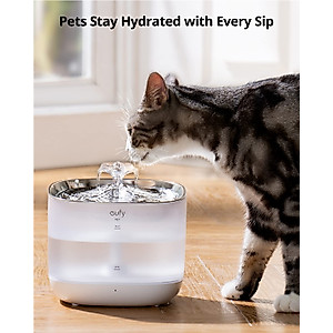 eufy Pet Water Fountain Filter Pack, 4 Official Filters for Pet Water Fountain The Stainless Steel Automatic Water Dispensers for Dogs and Cats, Triple Filtration System