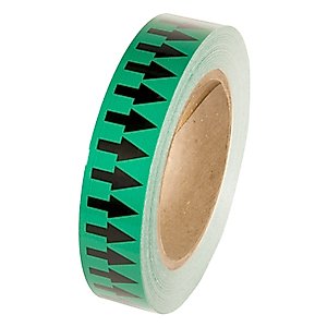 INCOM Manufacturing: Directional Flow Arrow Pipe Identification Vinyl Marking Adhesive Tape, 1 inch x 108 ft., Green/Black
