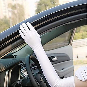 DreamHigh Women's Party Wedding 21" Long Satin Finger Gloves White
