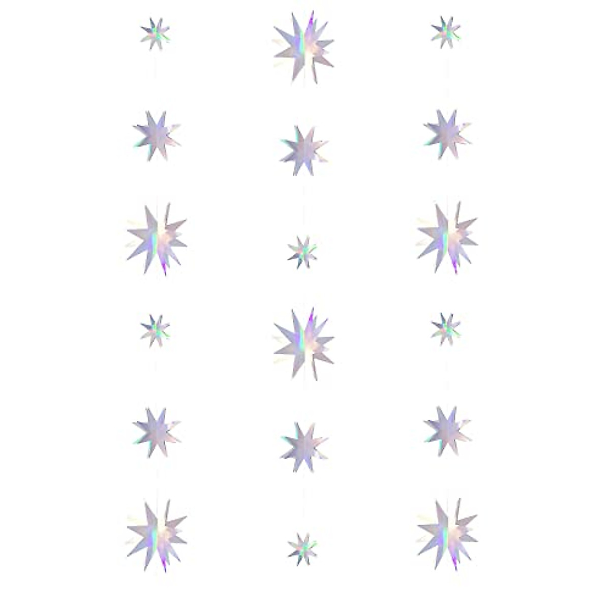 3D Star Disco Iridescent Silver Party Decorations Snowflake Garland, UNIIDECO Groovy Dance Euphoria Prom Party Twinkle Stars Decor, Iradescent Ceiling Hanging Bachelorette Graduation Supplies