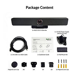 WYRESTORM Conference Room Camera System 120° FOV 4K Webcam with Auto Framing, Presenter/Speaker Tracking, Video Bar 3.5mm Audio Out Dual Stereo Speakers, Cascaded Mics Up to 3 Times for Various Room