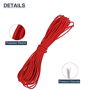 Tent Pole Shock Cord 1/8 inch 60ft, Elastic Bungee Cord, Replacement Shock Cord for Tent Poles, Tent Pole Repair Kit, Elastic Cord with Lead Wire and Washers Red