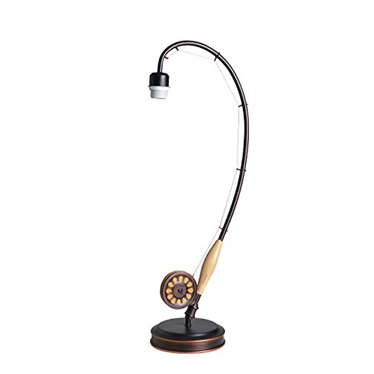 Kenroy Home 32193ORB Fly Rod Table Lamp with Oil Rubbed Bronze w/Wood Accent Finish, Rustic Style, 27.5" Height, 12" Width, 14.5" Depth