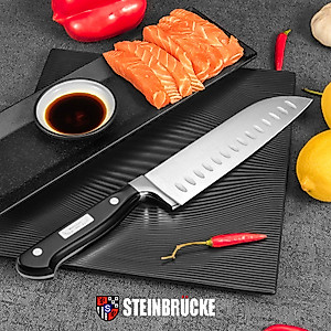 Gioventù Santoku Knife - 7 inch Kitchen Knife Forged from German Stainless Steel 5Cr15Mov(HRC58), Full Tang, Razor Sharp Blade for Slicing, Dicing&Chopping