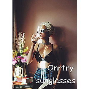 Onrtry Rectangle Sunglasses for Women Men Vintage Fashion Sun Glasses (Beige Tortoise/Brown Lens)