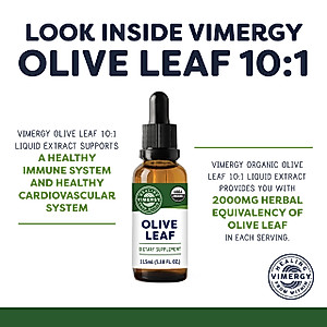 Vimergy Organic Olive Leaf Extract, 57 Servings – Pure Olive Leaf Liquid Drops – Supports Immune and Cardiovascular Health - USDA Organic, Gluten-Free, Non-GMO, Vegan & Paleo Friendly (115 ml)