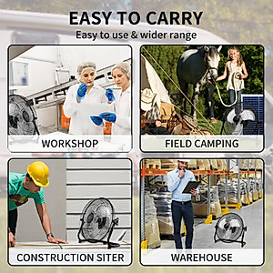 CYBERDAX 14 Inch Portable Wireless Rechargeable Table Fan with Solar Panel Powered and AC Charger Dual Input for Household, Camping, Fishing Outdoors