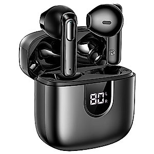 Hyyeosd Bluetooth Earbuds Wireless Earbuds 60Hrs Battery Life with Charging Case & LED Power Display Waterproof Earphones Crystal-Clear Calls with 4 Mic for iPhone Android Sports Workout Gym
