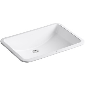 KOHLER 2215-0 Ladena Rectangular undermount Bathroom Sink with Curved Bottom, 23-1/4" W x 16-1/4" L, White