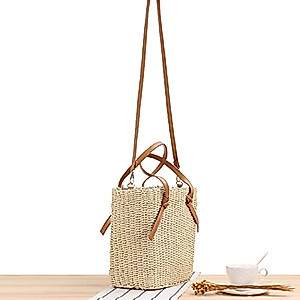H.S.G.K Women's Summer Handbag Casual Multifunctional Shoulder Bags Straw Handbag Ladies Vintage Square Basket