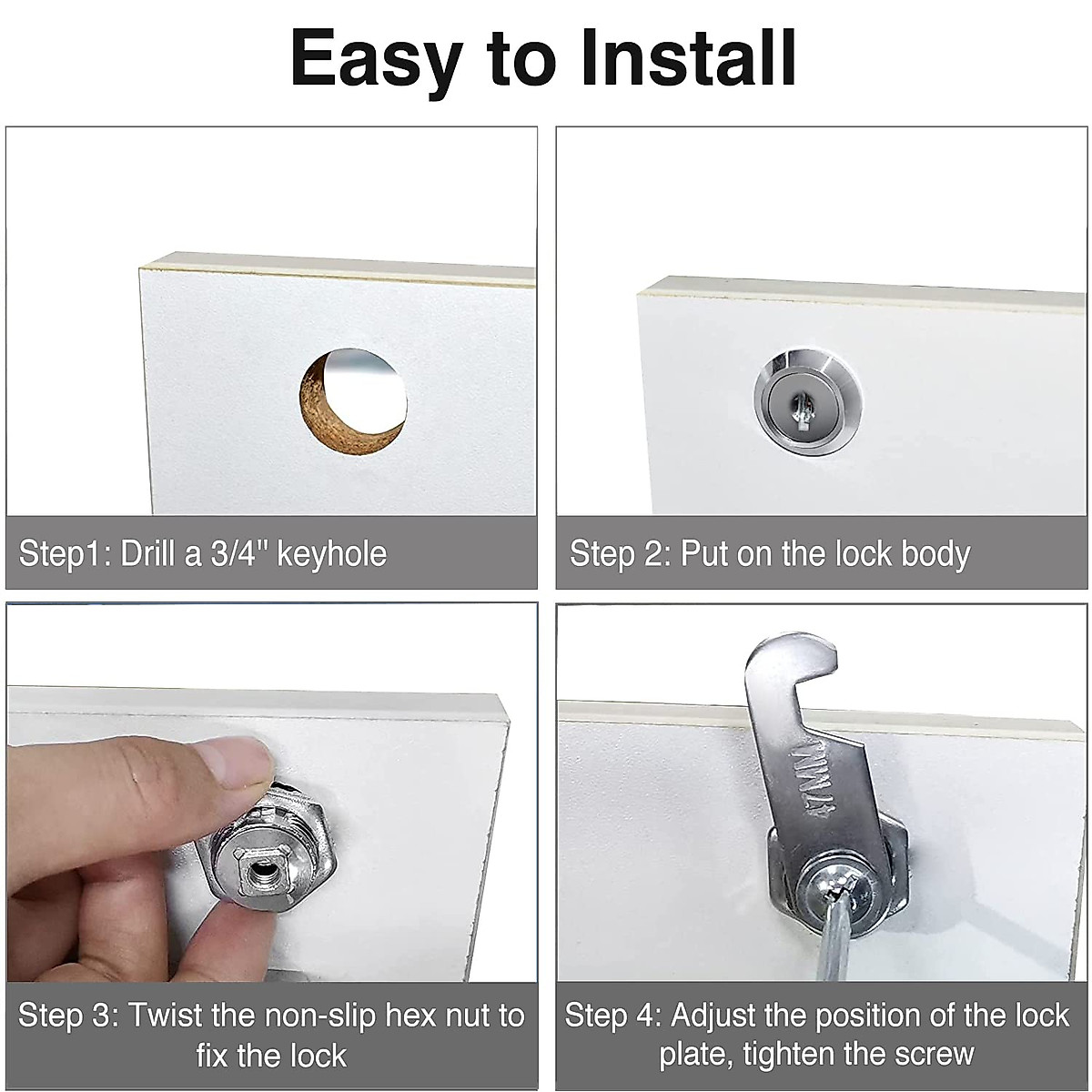 Sartatue Cabinet Cam Locks Keyed Alike, 1-1/8'' Fits on 7/8'' Max Door Thickness, Secure File Drawer Mailbox RV Storage Replacement Set, Zinc Alloy (1-1/8 Inch 2Pcs)