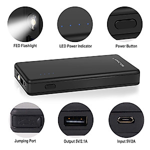 GOLDBAT 700A Peak 12V 8000mAh Car Jump Starter (Up to 4.0L Gas or 2.0L Diesel Engine) Portable Power Pack Auto Battery Booster with LED Light Gift Box Packaging (Black)