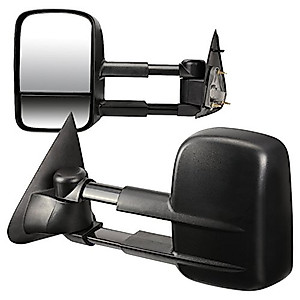 DNA Motoring TWM-002-T222-BK Pair of Black Manual Glass Telescopic Towing Side Mirrors Compatible with 97-03 F-150 Standard/Extended Cab