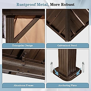 EROMMY 12' x 14' Hardtop Gazebo, Galvanized Steel Double Roof Canopy with Aluminum Frame, Permanent Metal Pavilion with Netting and Shaded Curtains for Patio, Backyard, Deck and Lawns