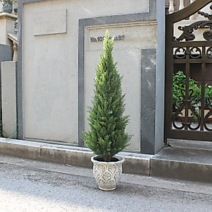 Artificial Topiary Cedar Trees Faux Pine Shrubs UV Resistant Artificial Bushes Artificial Plants for Indoor Outdoor Garden,3 Feet-2 Pack