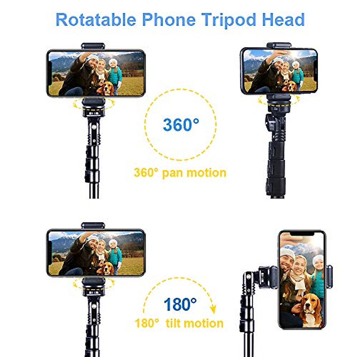 Selfie Stick Tripod, SAVEYOUR 51" Extendable Tripod Stand with Universal Phone/Pad Clip, Remote Shooting Compatible with iPhone & Android Devices, Phone Tripod for Video Shooting, Vlog, Selfie