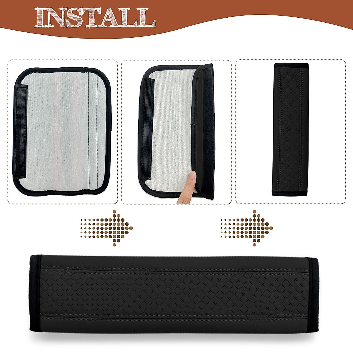 Car Seat Belt Cover, Soft Shoulder Protection Cover for Cars, Comfortable Driving Protection Cover for Cars, Leather Embossed Seat Belt Pad, Universal Suitable for Cars, Trucks, Suvs (Black)