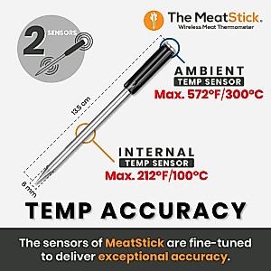 MeatStick Xtender Set (Red) | Smart Meat Thermometer with Bluetooth | 300ft Wireless Range | for BBQ, Kitchen, Smoker, Air Fryer, Deep Frying, Oven, Sous Vide, Grill, Rotisserie