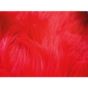 60'' Wide Faux Fur Luxury Shag Fire Red Fabric By the Yard