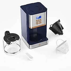 JOY Kitchen 12-Cup Digital Programmable Drip Coffee with Glass Carafe, Reusable Filter Basket & Coffee Spoon, Programmable up to 24 hours, Auto Warming & Self-Clean,Blue