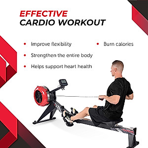 Stamina X AMRAP Rower Machine with Smart Workout App - Foldable Rowing Machine with Dynamic Air Resistance for Home Gym Fitness - Up to 300 lbs Weight Capacity