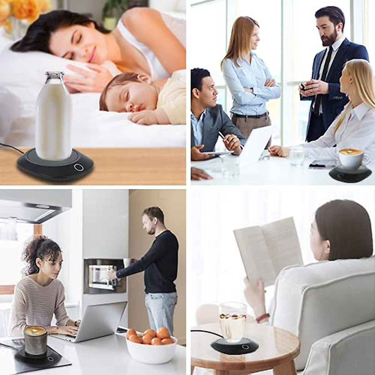Electric Thermostat Coaster Auto Shut Off Candle Wax Cup Warmer for Hot Coffee Milk Tea Water Cocoa Warmer Desk Home Office Use Christmas Birthday Gift