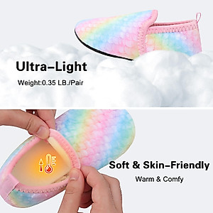 Scurtain Unisex Toddler Slippers - Big Kids & Little Kids Sizes, Artificial Woolen, Colorful 8.5-9