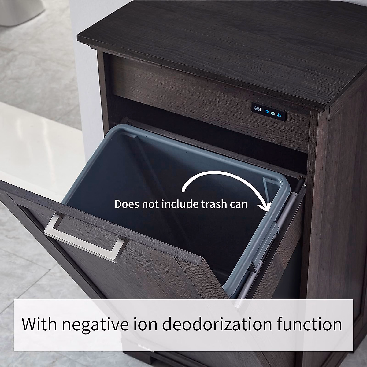 UpWiew Tilt Out Trash Cabinet Wooden, Single Door 10 Gallons, Espresso Finish+Black Top Panel