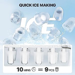 mollie Ice Maker Countertop 9 Ice Cubes Ready in 10 Mins - 26LBS/24Hrs, Self-Cleaning Ice Machine, One-Click Operation Portable Ice Cube Maker w/Ice Scoop for Home Party RV, 2.2L Water Tank, Black