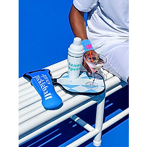 Swinton 3 Outdoor Pickleballs in Blue Neoprene Wine Bottle Bag - Pickleball Gift