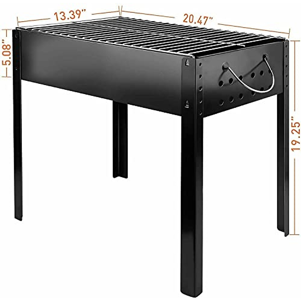 LANTRO JS Folding Portable Barbecue Charcoal Grill,Barbecue Desk Tabletop Outdoor Stainless Steel Smoker BBQ for Outdoor Cooking Camping Picnics Beach(20.47"x13.39"x19.25")