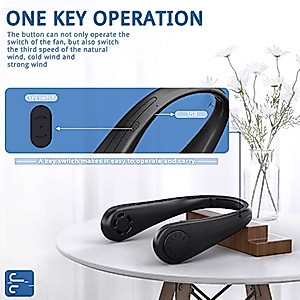 ASNUG Neck Fan, Bladeless Neck Fan, USB Rechargeable Personal Fan, 360° Hands Free Wearable Fan, 3-Speed Adjustable,Faster Cooling, Ultra Quiet, Suitable for Home, Office, Travel, Sports