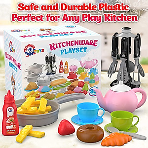 TECHNOK 83PCS Pretend Play Kitchen Toys Cookware with Play Food Toy Set - Play Dishes Cookware Set - Large Toy Pots and Pans for Kids Kitchen Pretend Dishes - Play Food Set - Cooking Utensils