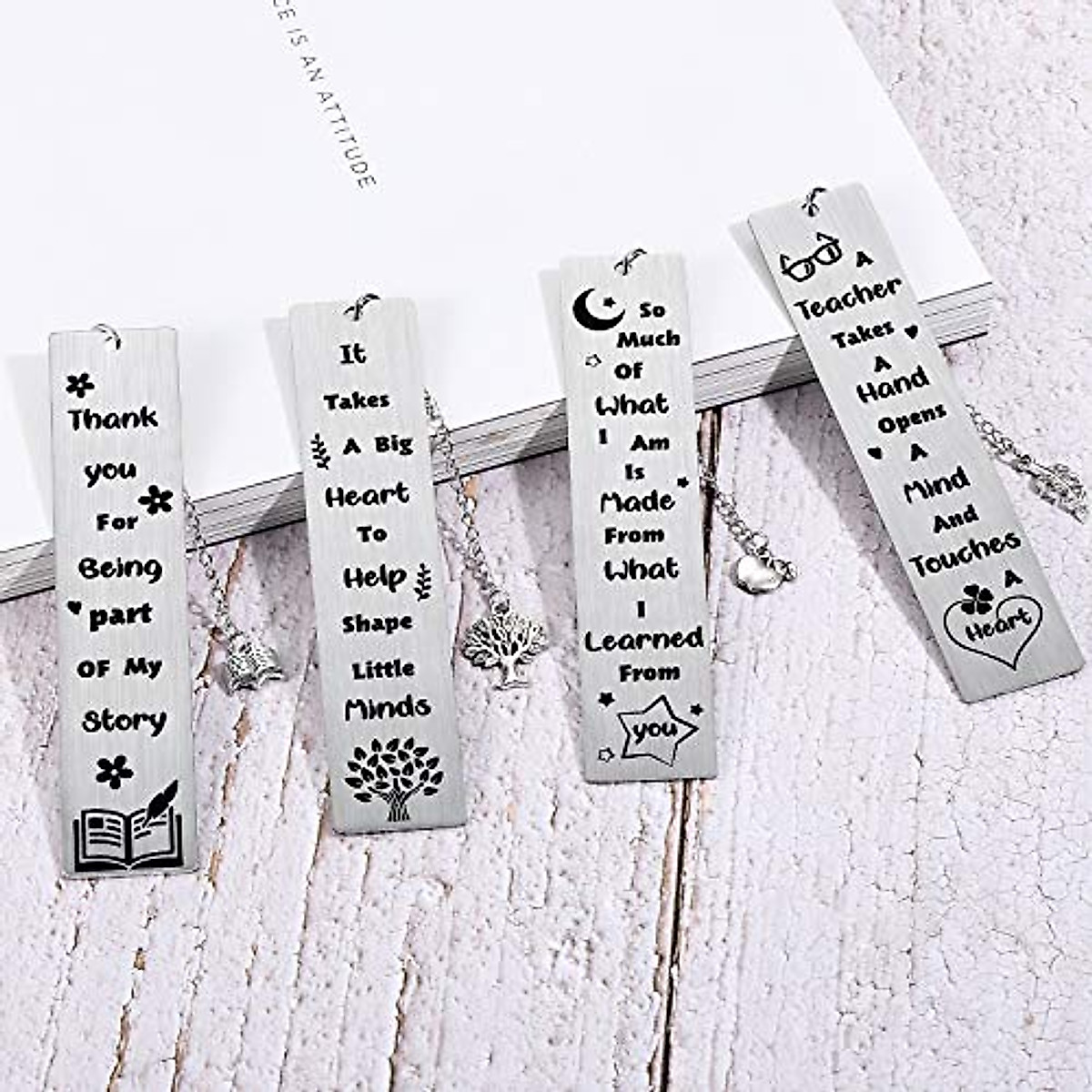 4 Pieces Metal Bookmarks Teacher Appreciation Bookmark Thank You Teacher Book Page Marker for Teachers Instructors Birthday Graduation Presents Book (Stylish Style)