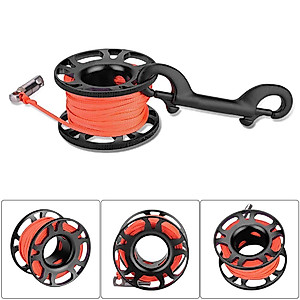 Vbestlife Scuba Diving Finger Spool Aviation Aluminum Finger Reel Clip Scuba Diving Tech Spool 15M/30M Line(Black)