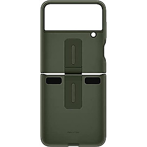 Samsung Galaxy Z Flip4 Silicone Cover with Ring, Protective Z Flip 4 Phone Case with Phone Ring, Matte Finish, Handheld Design, US Version, Green with Cleaning Cloth for Samsung Z Flip 4