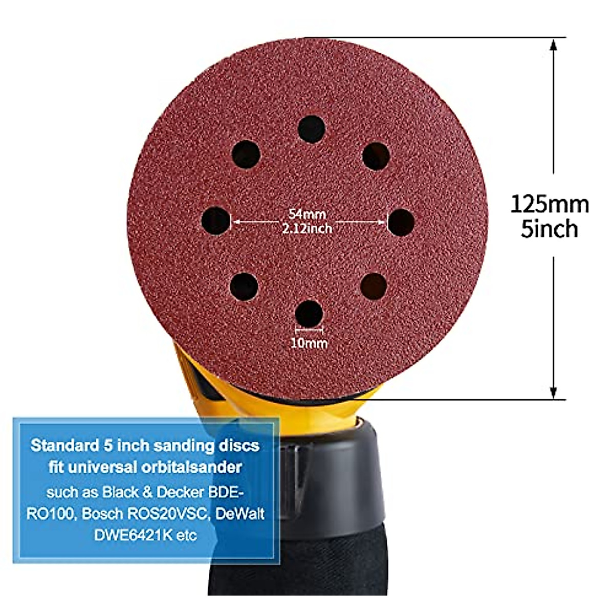 MIDO PROFESSIONAL ABRASIVE Sanding Disc 5 Inch 8 Hole Hook and Loop Sanding Pads for Orbital Sander 40/60/80/120/180/240/320 Grits-Pack of 72