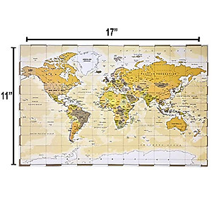 50 Disposable World Map Paper Place Mats 11” x 17” Rectangle Shaped Globe Travel Adventure Chargers Table Mat for Geography Learning Education Traveler Themed Crafts Dinner Party Decor